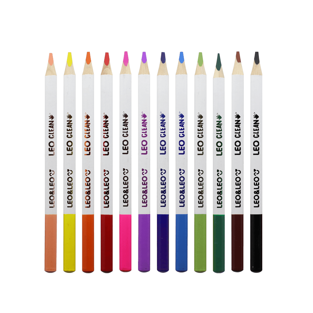 Lapis 12 Cores Jumbo Madeira Triangular C/Apontador Azul Leoclean - leonora