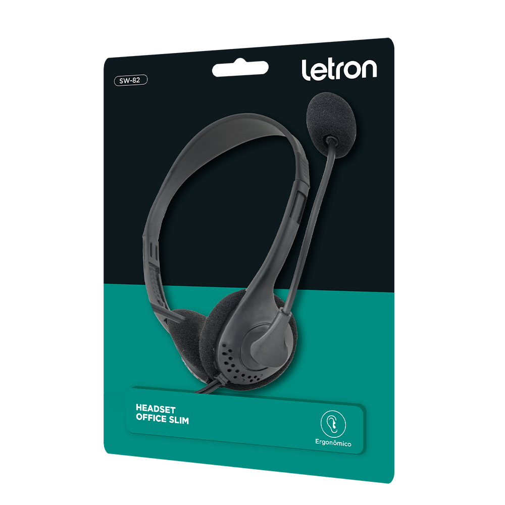 Headset Office Slim Estereo Driver 40 Mm Cabo/2M Preto Letron - leonora