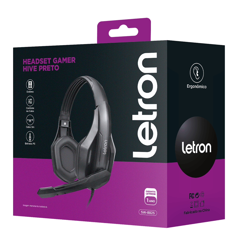 Headset Gamer Hive Estereo Driver 40 Mm Cabo/3M Preto Letron - leonora