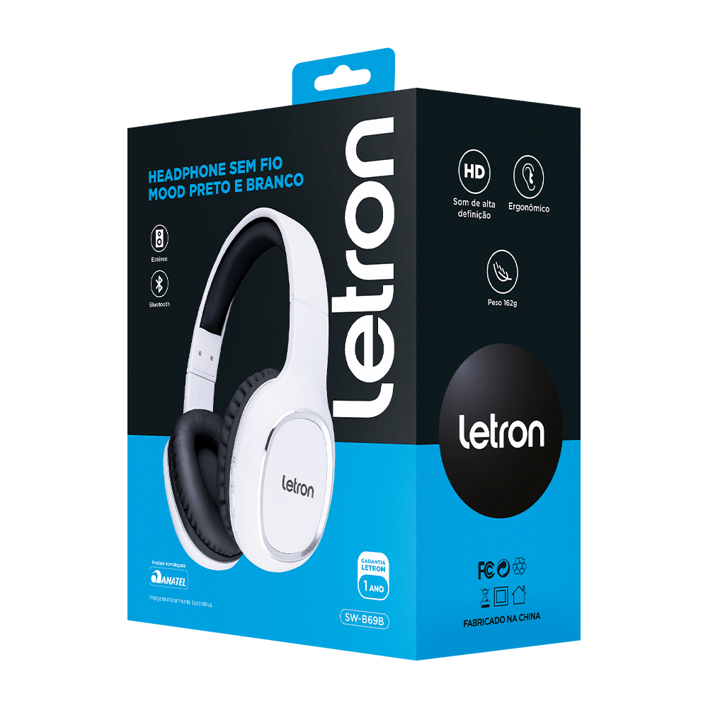 Headphone S/ Fio Mood Preto E Branco Stereo Bluetooth Driver 40Mm ...