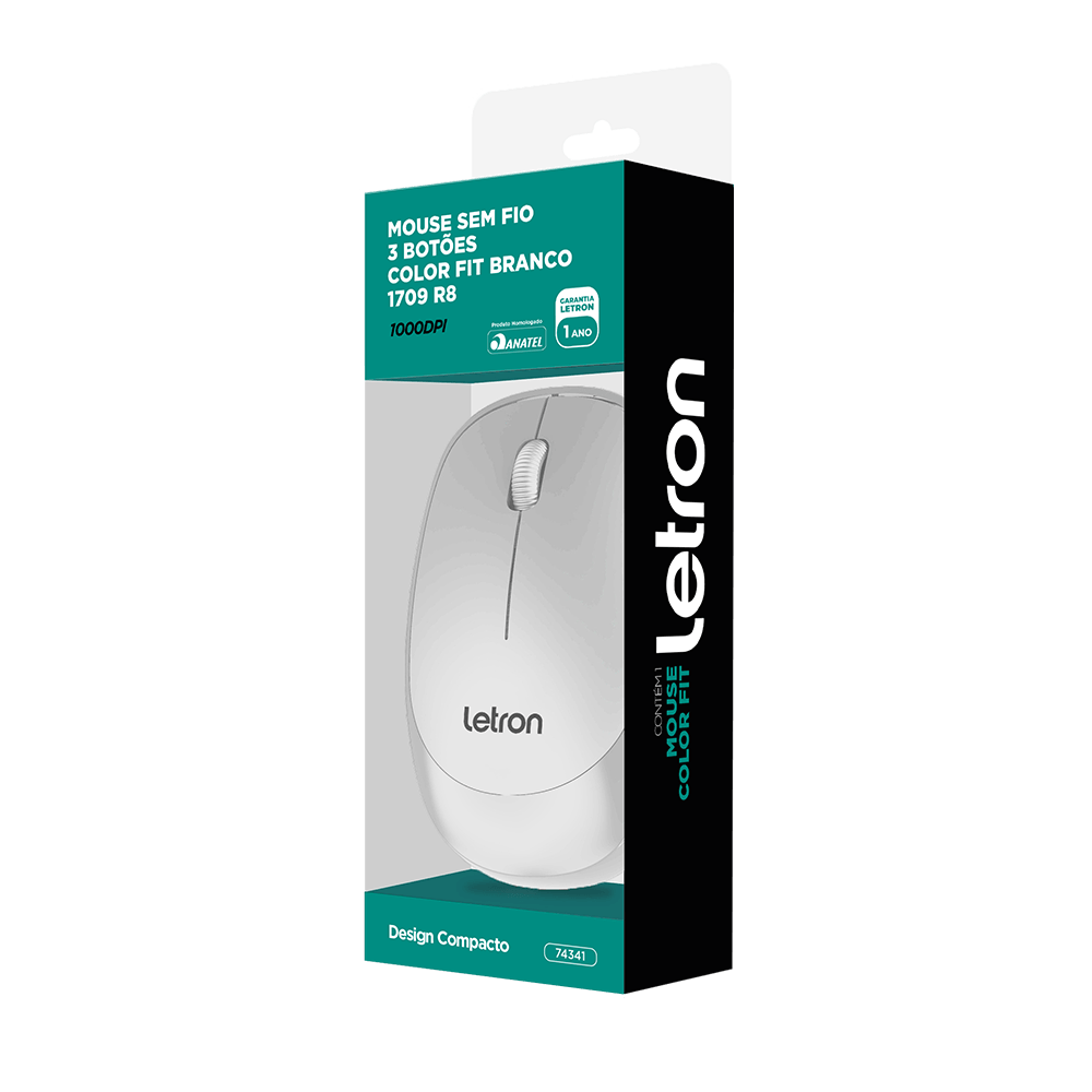 Mouse Sem Fio Letron/ Compacto Com 3 Botões E 1000 Dpis Branco Color ...
